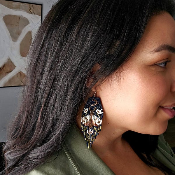 Rust - Handwoven Beaded Earrings,handmade Gifts,beige,harvest ...
