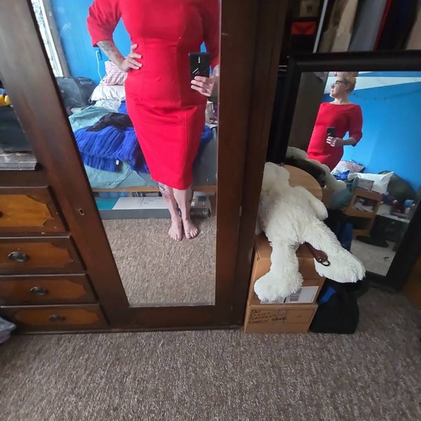 Deborah - Red Pencil Pleated Button Back Vintage Dress Inspired From ...