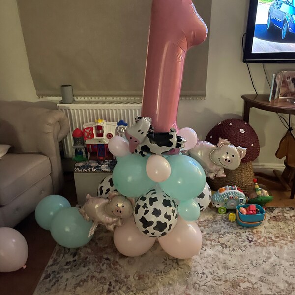 DIY Pink Farm Balloon Sculpture, 1.4m/55in, Cute Farm Animal Balloon ...