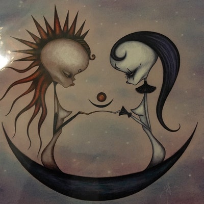 Eclipse Art Print Hand Embelished Giclee Fine Art Print A4 Moon Print ...