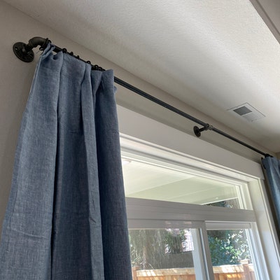 Industrial Pipe Window Curtain Rod, Rustic Gun Metal Gray Modern ...