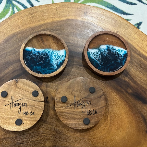 Beach House, Acacia Wood Coasters, Sea, Ocean Coasters, Handmade ...