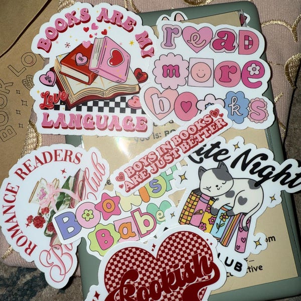 Dinosaur Holding Book Stack Sticker, Cute Bookish Stickers, Kindle ...