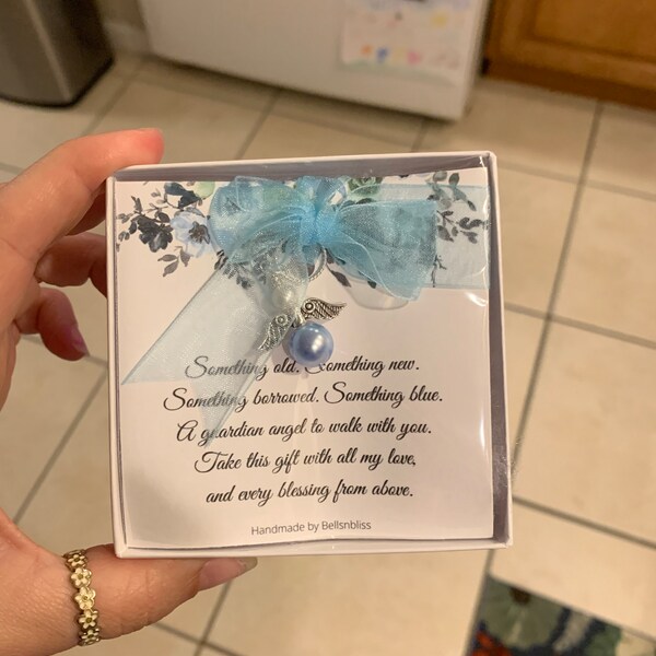 Something Blue Angel Charm, Something Blue for Bride Memorial Charm for ...