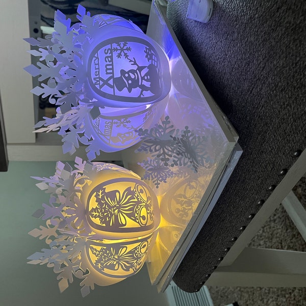 Pack 3 Snowflakes Lantern SVG - Paper Lanterns Christmas - DIY Lightbox ...