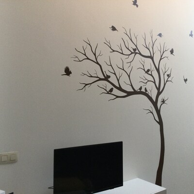 Wall Decal Large Tree Decals Huge Tree Decal Nursery With Birds Tree ...