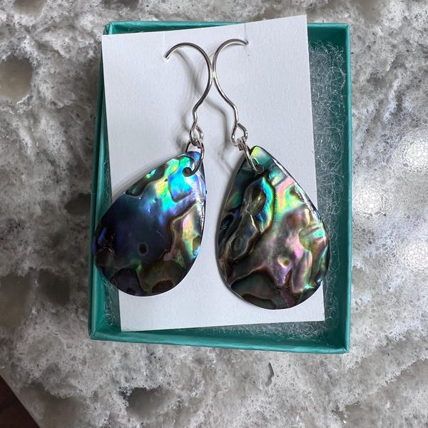 Abalone Shell and Starfish Earrings,sterling Silver, Dangling Shell ...