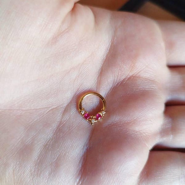 Sterling Silver Flower Daith Hoop Earrings, Daith Piercing Jewelry ...
