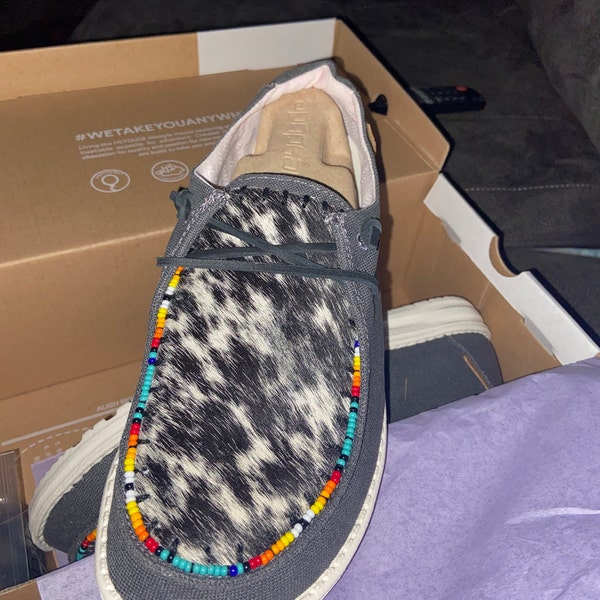 Real Cowhide + Beaded Custom Shoes | Cowhide Shoes | Beaded Shoes ...