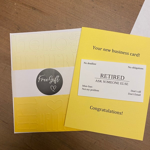 Handmade Retirement Greeting Card Business Card, Congratulations on ...