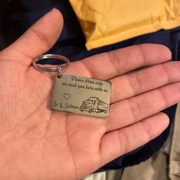 Drive Safe Keychain, Truck Driver Keychain, Custom Trucker Keychain ...