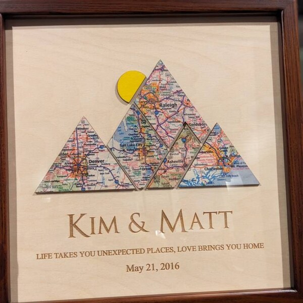 Anniversary Gifts, Wood Anniversary Gift for Her, Custom City Map ...