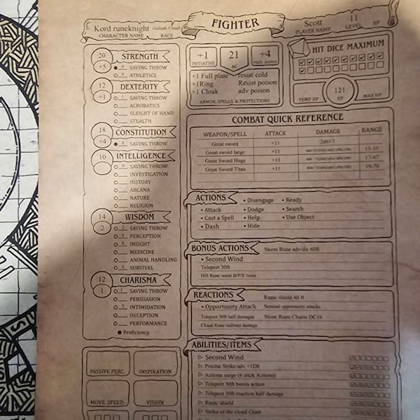 Custom / Multiclass Character Sheet - D&D 5e - Etsy