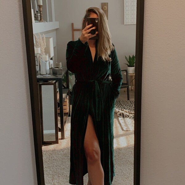 Velvet Long Robe, Bride Robe, Bridesmaids Robes, Womens Velvet Robe ...