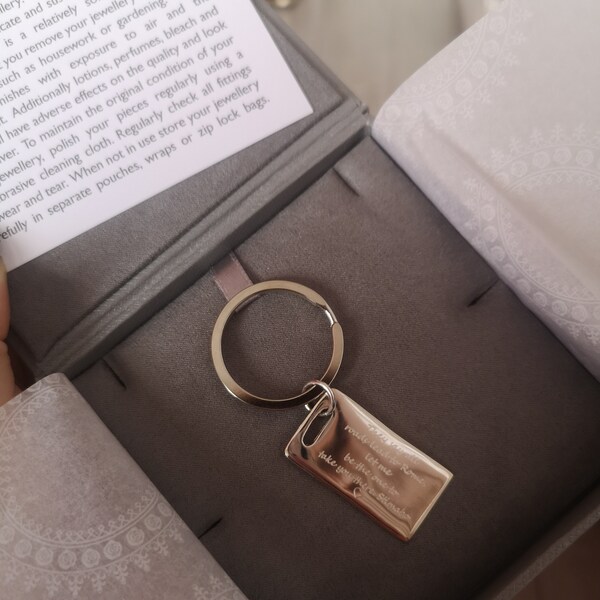 Personalised Silver Message Key Ring - Etsy UK