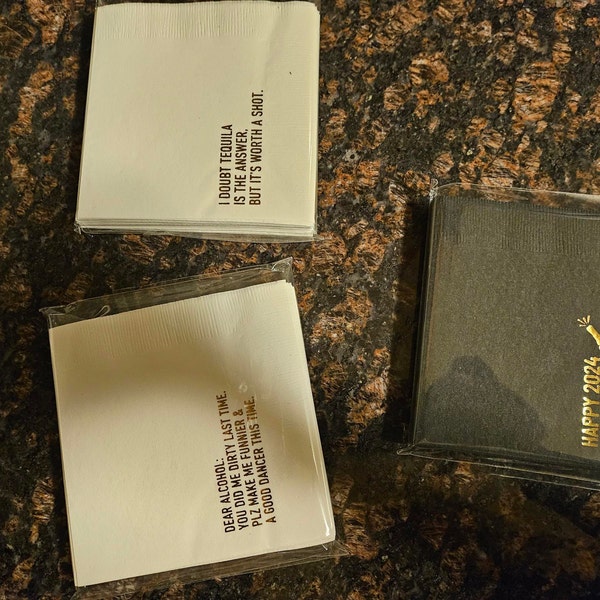 Party Napkins, Gold Foil, Tequila Party Beverage, Funny Cocktail ...