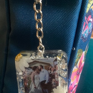 Resin Photo Keychain With Flowers Photo Keychain Resin - Etsy