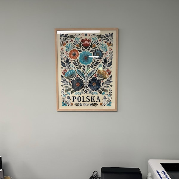 Polish Folk Art Vintage Polish Floral Wall Art Print Retro Poland Home ...