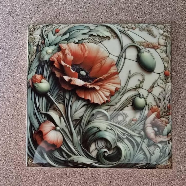 William Morris Ceramic Tile, Songbird #10. A Ceramic Tile Mural of a ...