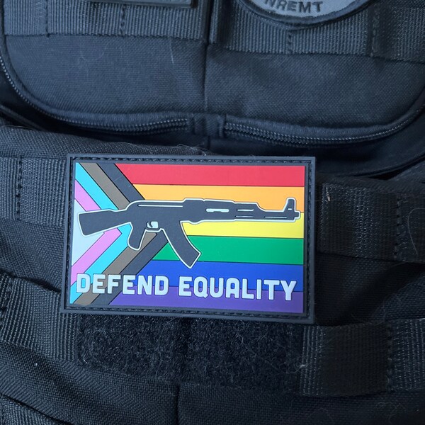 AK-47 Defend Equality Progress Pride Flag - PVC Patch With Hook and ...