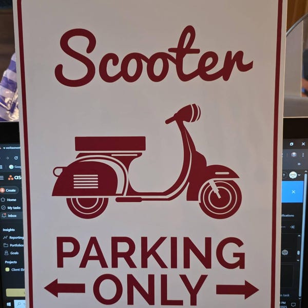Scooter Parking Sign, Scooter Sign, Scooter Gift for Scooter Rider ...