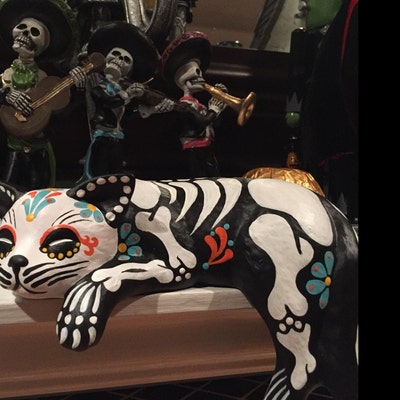 Day of the Dead CAT Shelf Sitter Skeleton Kitty Statue Pet Memorial ...