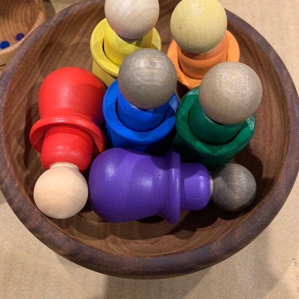Multicultural Multiracial Rainbow Peg Doll People With Cups Set of 6 ...