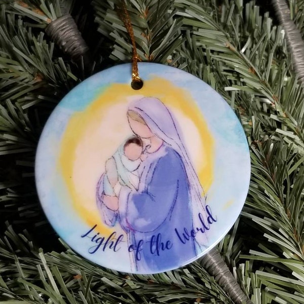 Virgin Mary and Jesus Christmas Ornament, Madonna and Child, Blessed ...