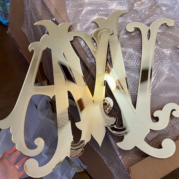 Custom Acrylic Monogram / Custom Monogram Sign / Gold Monogram ...