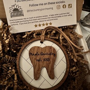 Tooth Ornament Personalized Custom Name Gift Tag Dental - Etsy