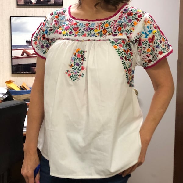 Mexican Blouse, Crop Top, Hand Embroidered Blouse, Mexican Blouse ...