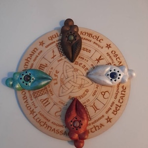 Witches Elemental Clay Goddess Altar Piece Set With Crystals and Chest ...