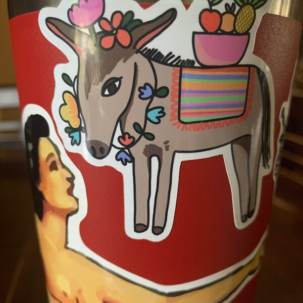 Mexican Donkey | Burro Floral Vinyl Sticker | Laptop, Bumper, Water ...