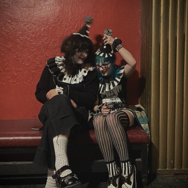 Black With Striped Black /white Ruffle Mini Clown Hat With Pom Poms ...