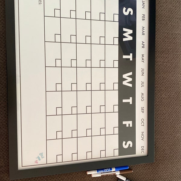 Reusable Printable Calendar Template, Large Frameable Calendar, Fill in ...