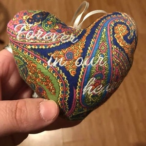 Memory Heart Ornament made from a loved ones clothes who has | Etsy