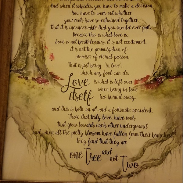 Entwined Trees Wedding Poem Art Print: Captain Corelli Mandolin - Etsy