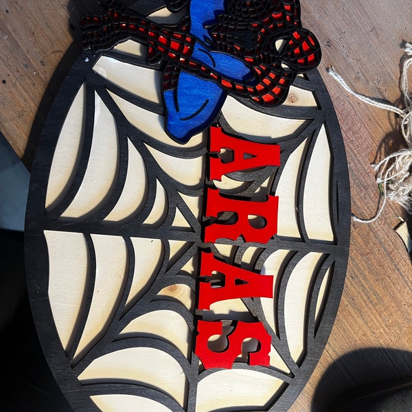 Spiderman Name Sign. Baby Door Hanger Hospital Boy. Spiderman Laser ...