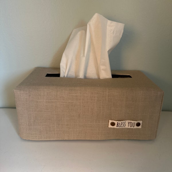 Bless You Tissue Box Cover, Linen, Greystone, Gray, 4.5" X 4.5" X 5" - Etsy