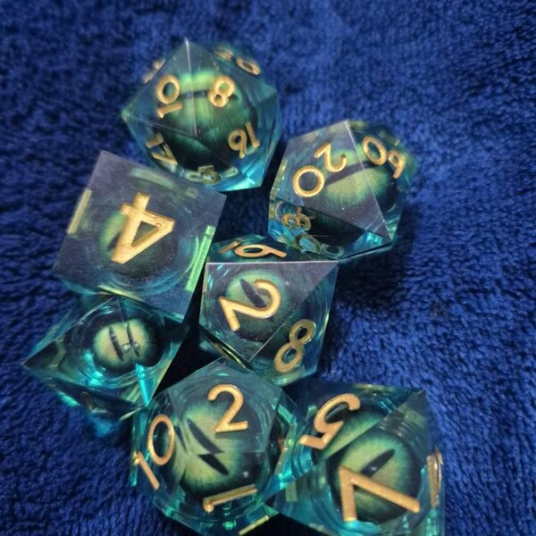 Purple DND D20, D6 Dice, Blue Purple Sharp Edge D&D Dice Set, Dungeons ...