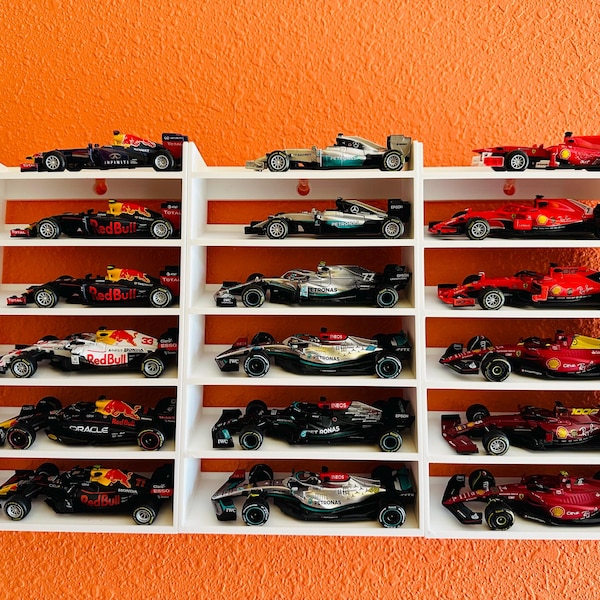 V2 6 Car Tilted Bburago 1:43 1/43 F1 Formula 1 Race Car Display Stand W ...