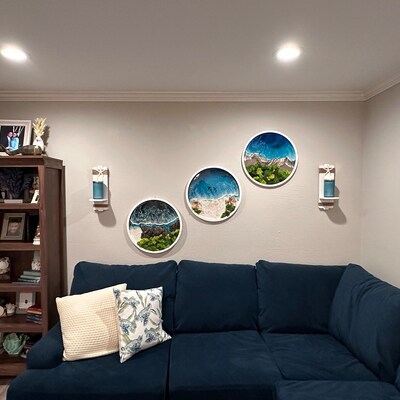 Beach Themed Large Epoxy Resin Wall Art, Coastal Picture, 3D Ocean Wave ...