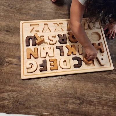 ABC Lowercase Block, Wooden Puzzle Easy for Little Hands to Hold - Etsy