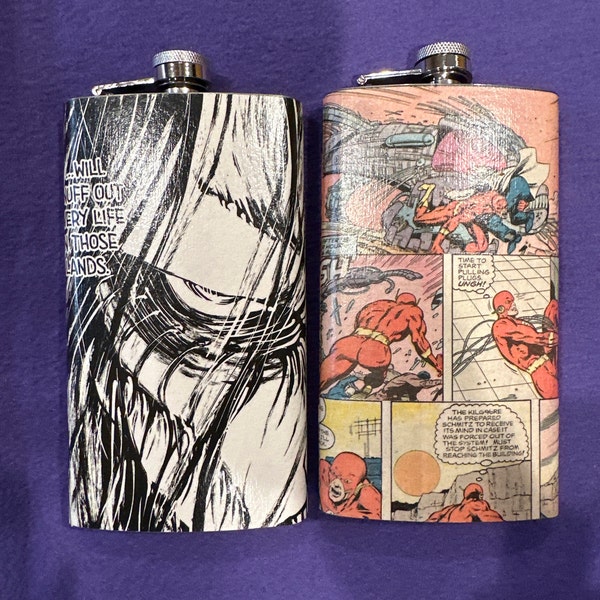 Superhero Flask - Comic Book Flask - Groomsmen Flask - Geek Flask ...