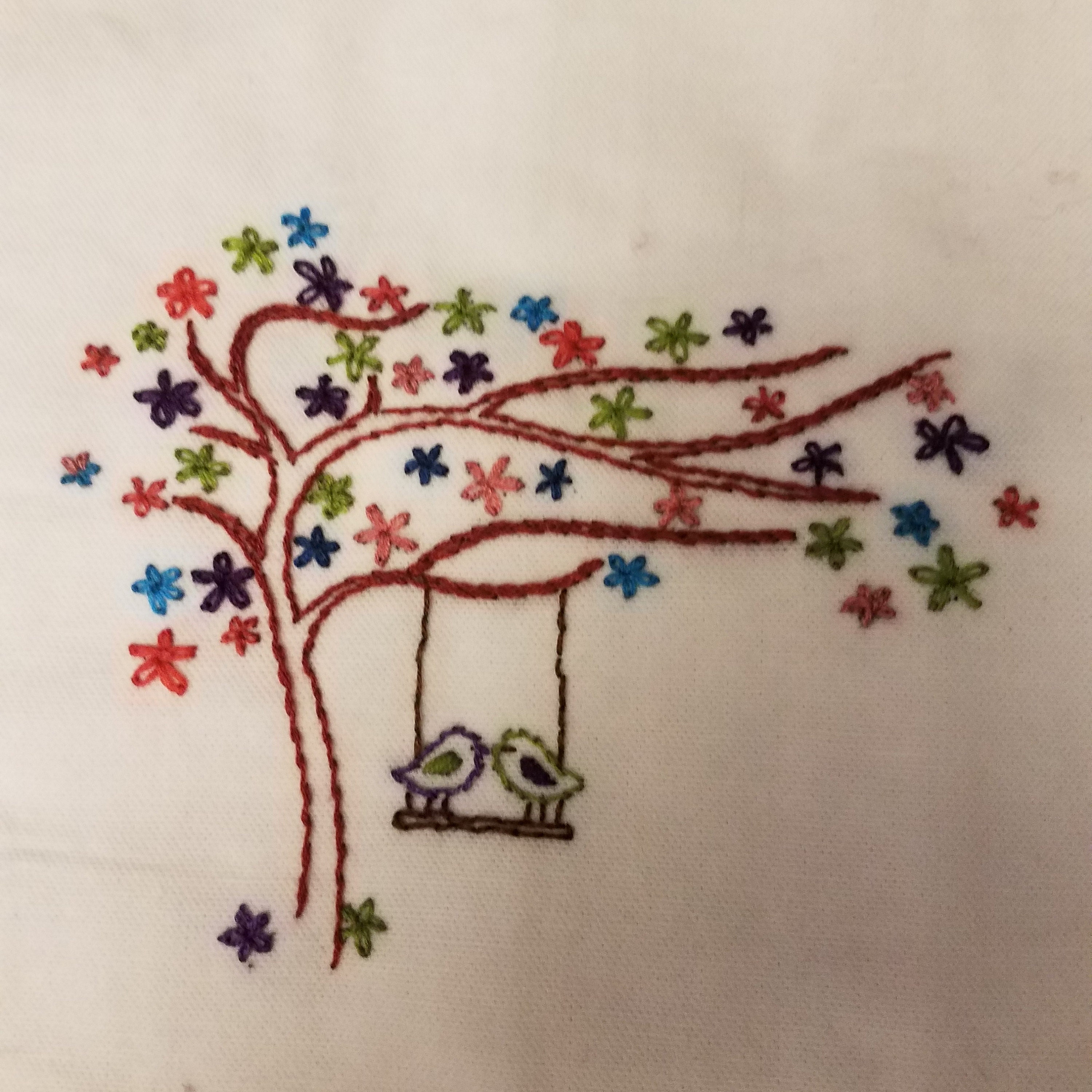 Flowering Tree Hand Embroidery Pattern PDF Love Birds Spring | Etsy