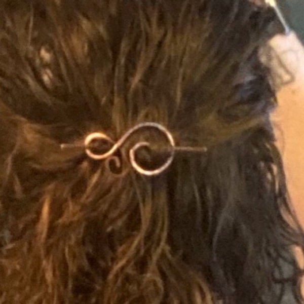 Celtic Spiral Hair Pin in Copper or Brass Barrette Hair Holder - Thin ...