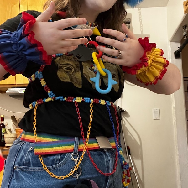 Primary Color Clown Ruffle Cuff Set Traditional Cotton Clowncore ...