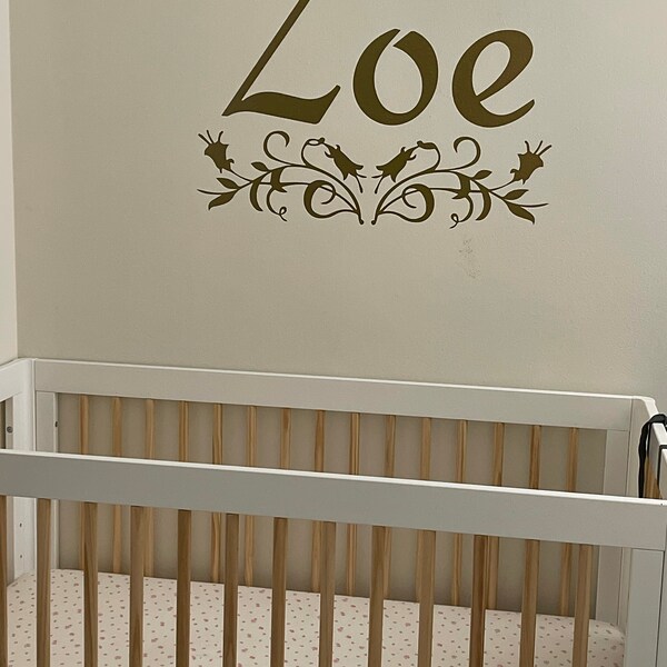 Zoe Girl Name Removable Vinyl Mural Floral Wall Art Nursery Kids Room ...