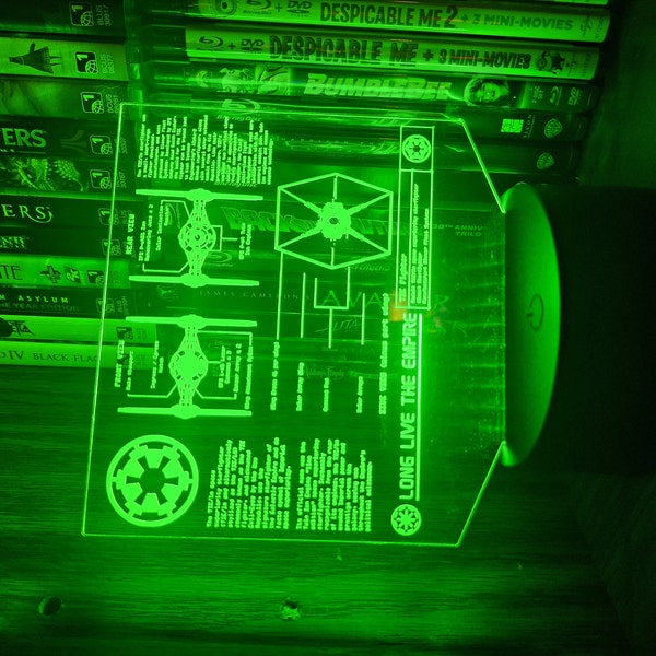 Star Wars, Tie Fighter, LED, Acrylic, Sign, Light, Edge Lit, Nightlight ...