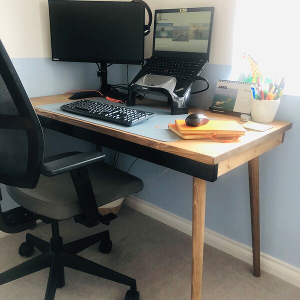 Simple Vintage Desk/computer Desk/ With Drawer Solid Wood Scandi Retro ...